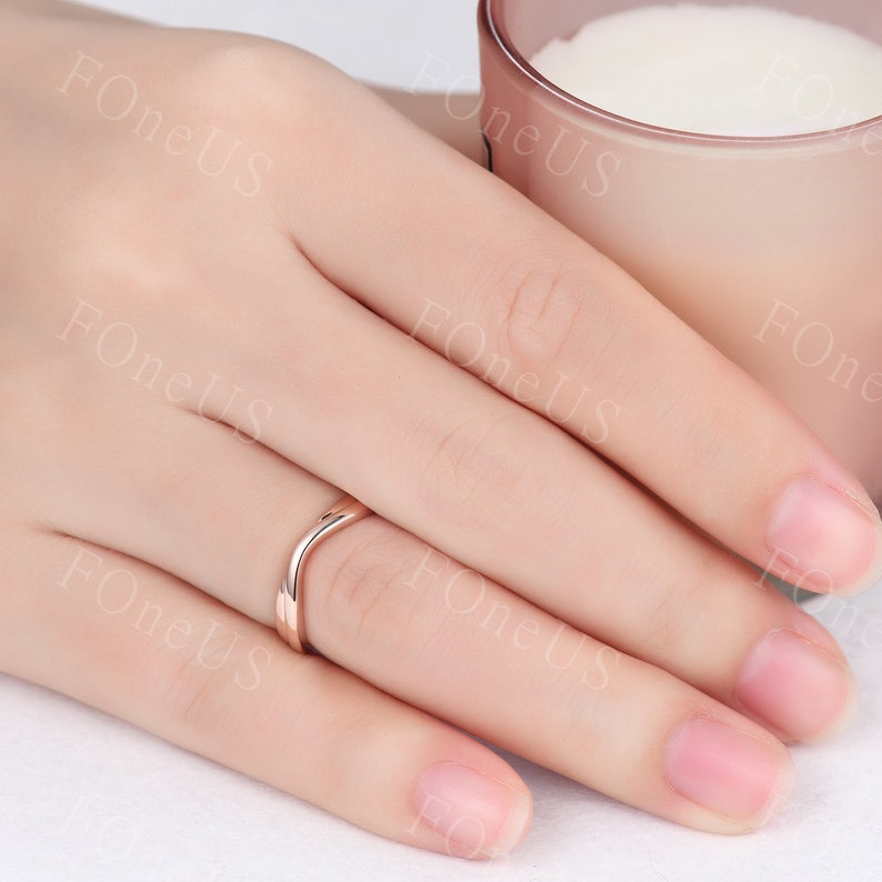 Unique Curved Plain Gold Wedding Band Rose Gold Wedding Band - Etsy