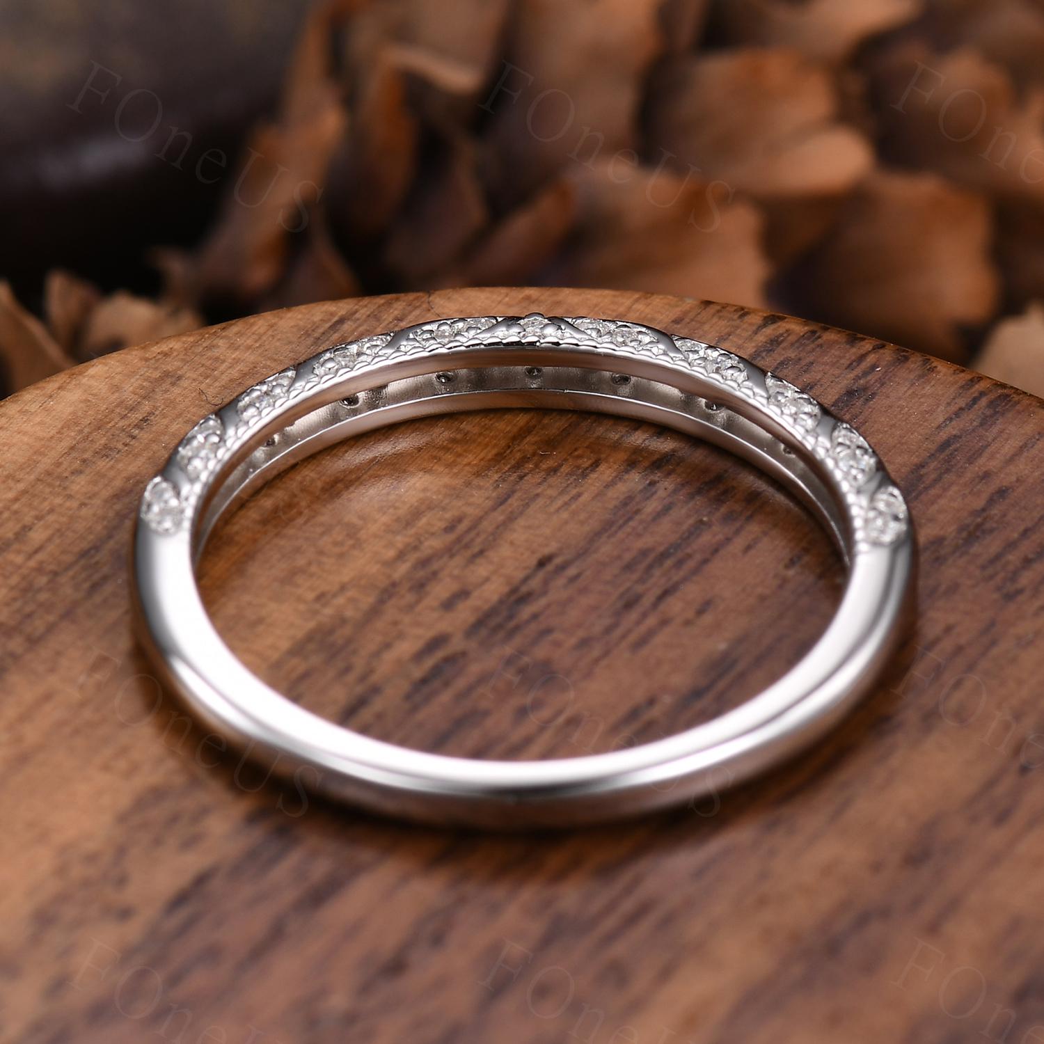 Hidden Moissanite Wedding Band Antique Vintage Antique Half Eternity ...