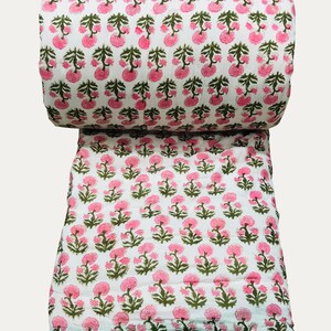 Hand Block Print Quilt Floral Dark Soft Quillity Quilt Ultra Warm Quilt ...