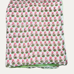 Hand Block Print Quilt Floral Dark Soft Quillity Quilt Ultra Warm Quilt ...