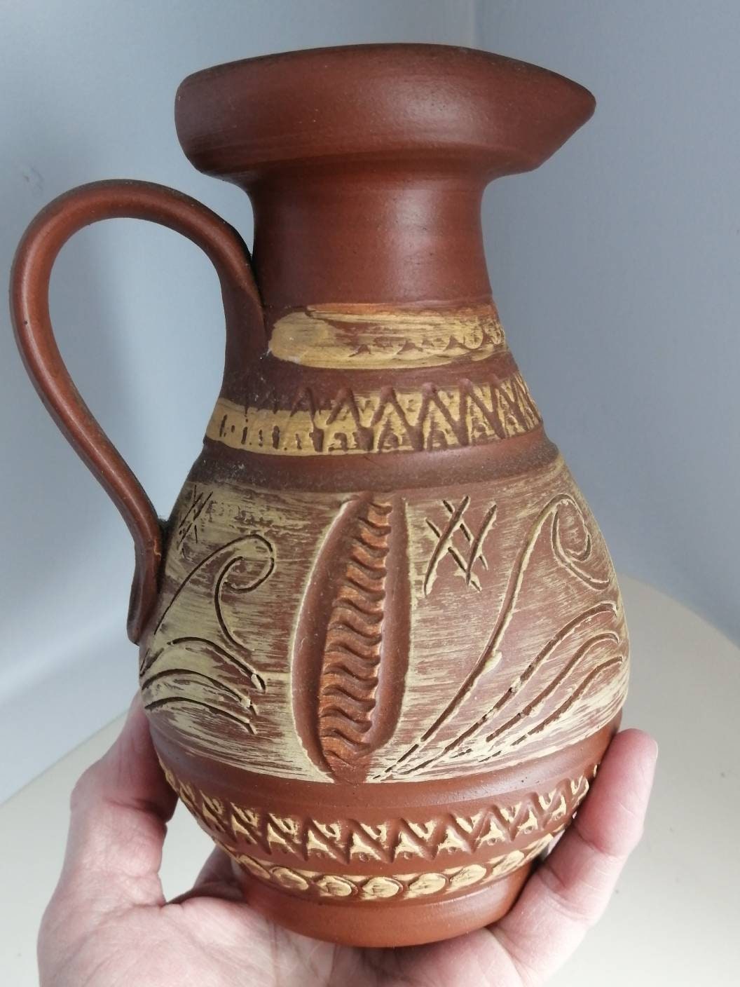 Handarbeit Vintage Brown Pottery Jug-vase Mid Century - Etsy