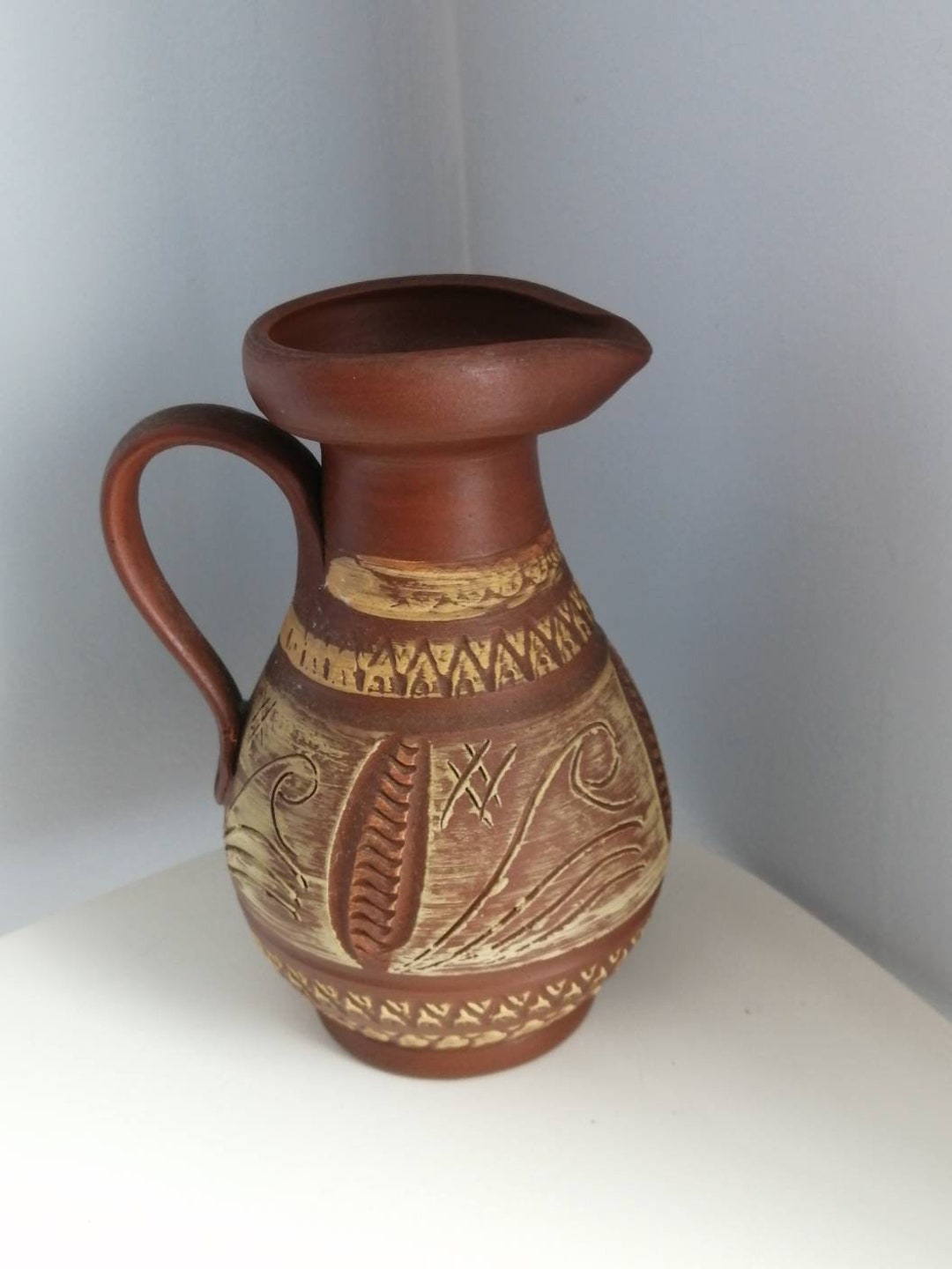 Handarbeit Vintage Brown Pottery Jug-vase Mid Century Morden Handarbeit ...