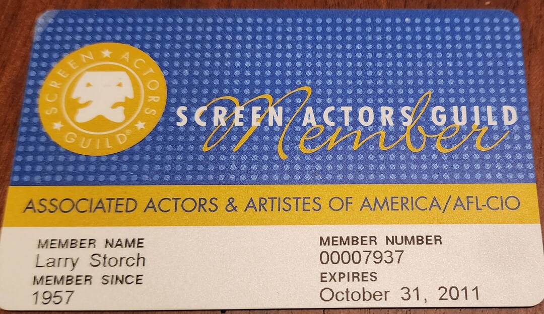Larry Storch Estate Larry's Screen Actors Guild Card - Etsy