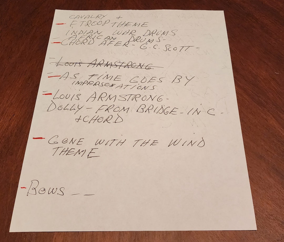 Larry Storch Handwritten Comedy Setlist - Etsy