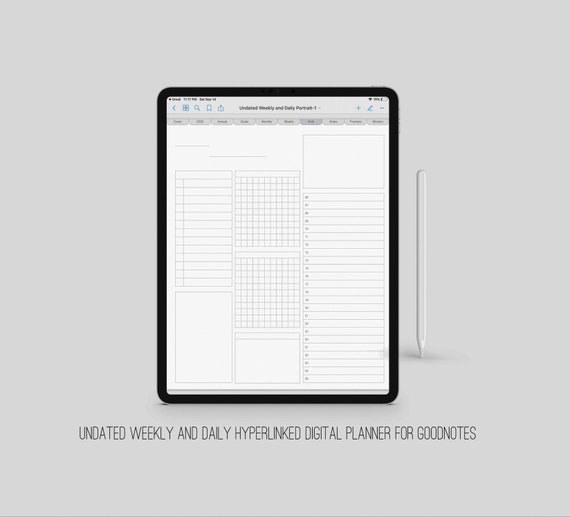 Undated Digital planner hyperlinked planner Goodnotes planner daily ...