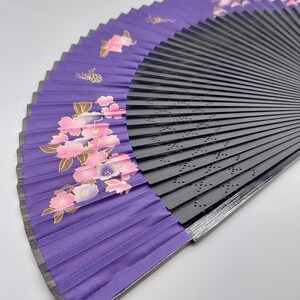 Purple Cotton Flower Hand Fan //folding Fan, Tea Party Hand Fan - Etsy