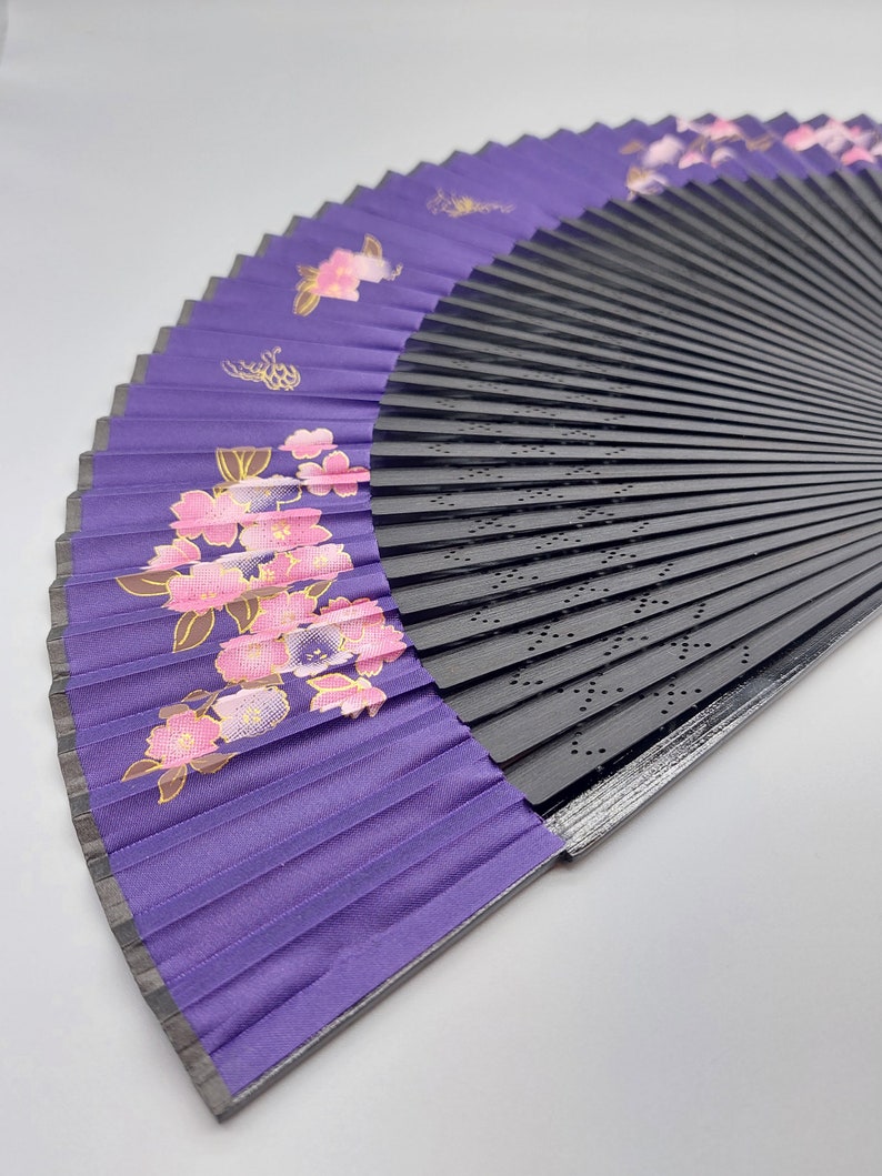 Purple Cotton Flower Hand Fan //folding Fan, Tea Party Hand Fan - Etsy