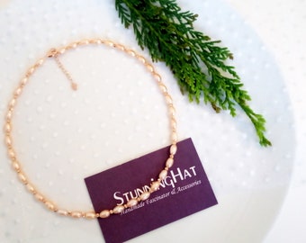 Freshwater Pearl Double Strand Necklace in Peach and Ivory - Etsy