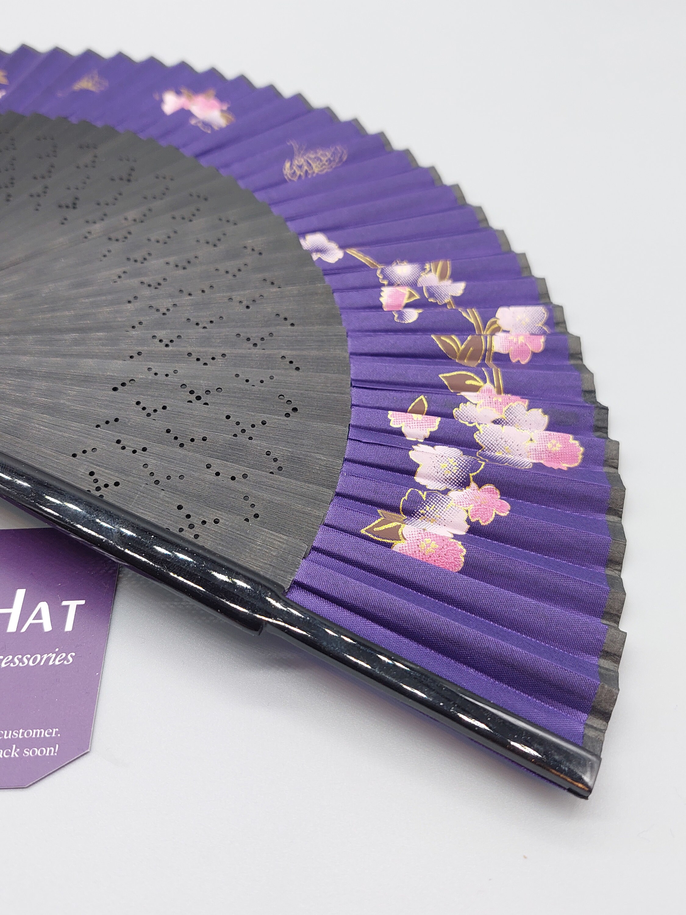 Purple Cotton Flower Hand Fan //folding Fan, Tea Party Hand Fan - Etsy