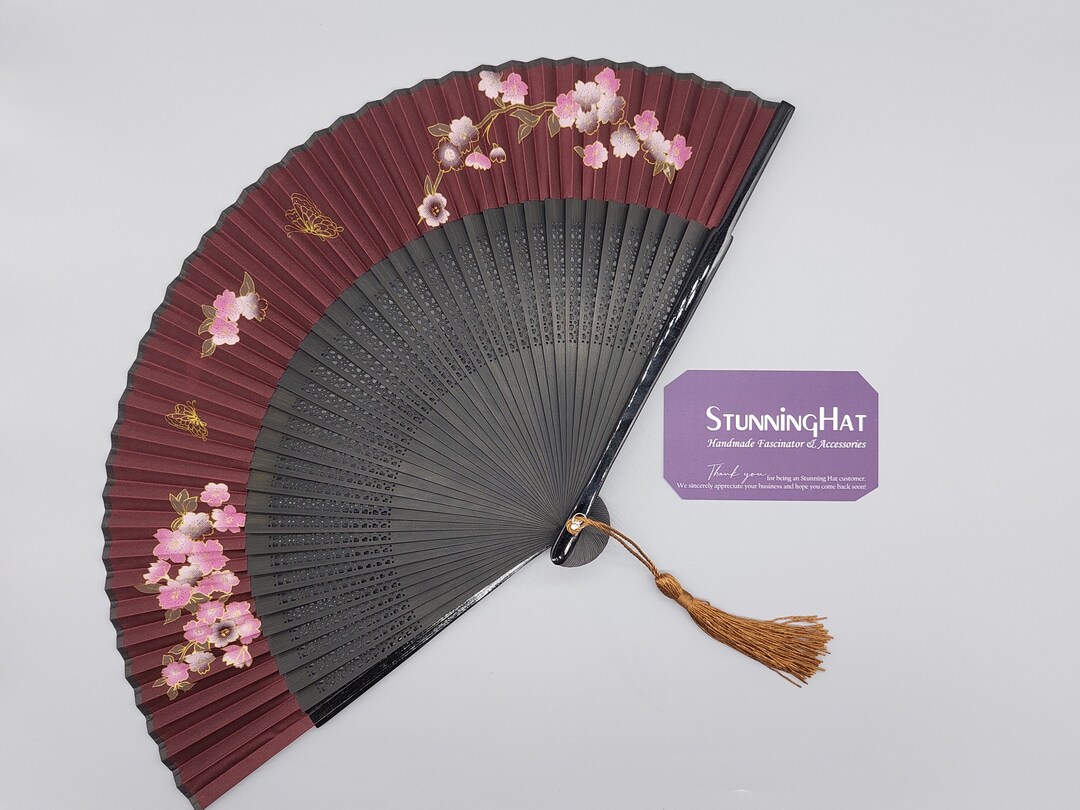 Elegant Red Cotton Flower Hand Fan - Perfect for Weddings, Parties, and ...