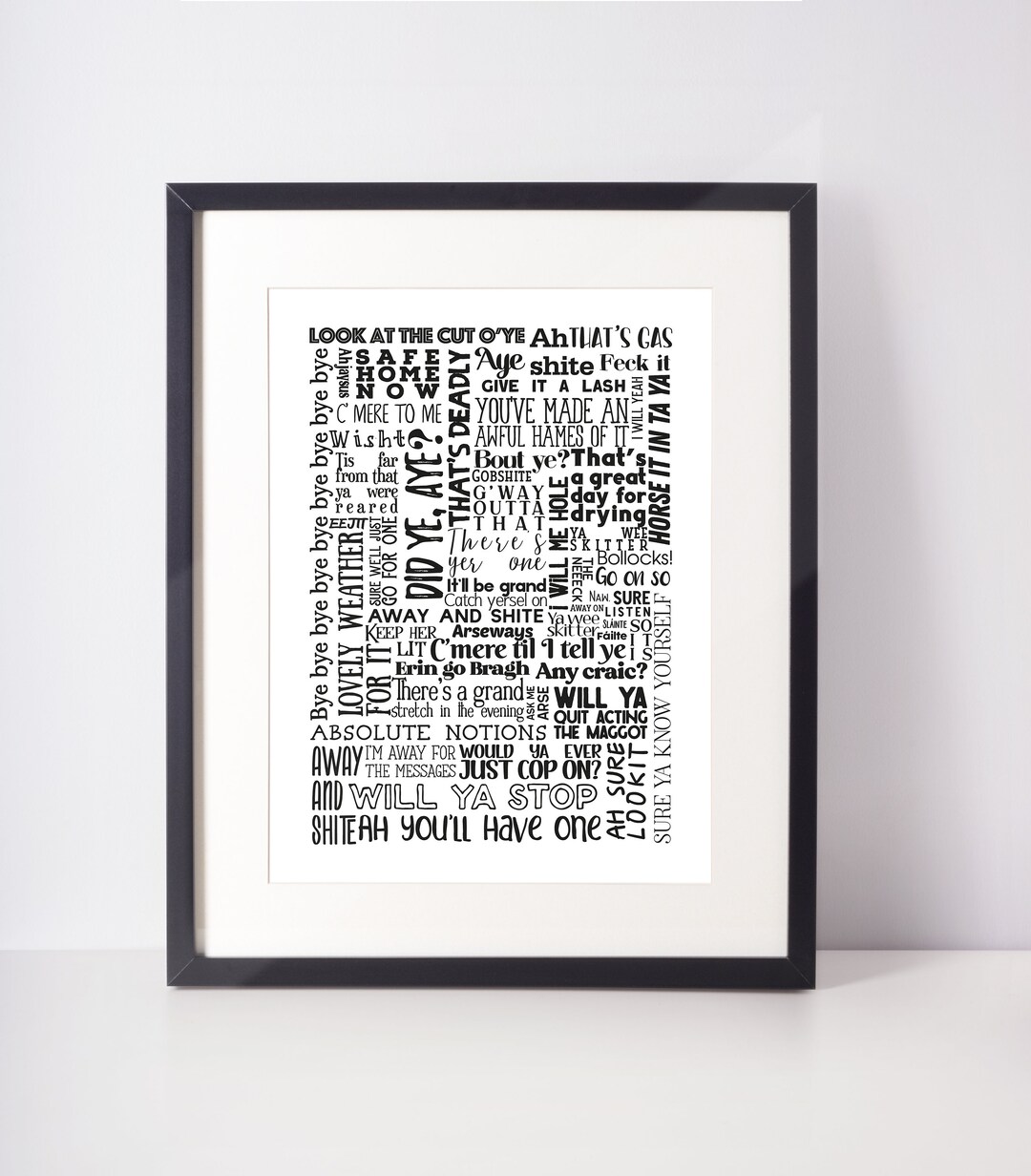 Irish Sayings Slang UNFRAMED PRINT Room Home Minimalist Art Decor ...