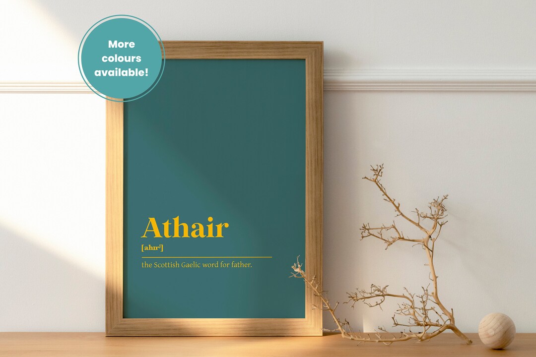 Athair Father Family Gift Gaelic Dictionary UNFRAMED PRINT Scots Room ...