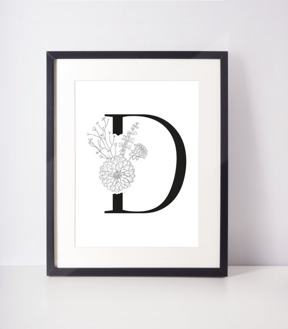 Letter D Initial Floral Flower Letter UNFRAMED PRINT - Etsy