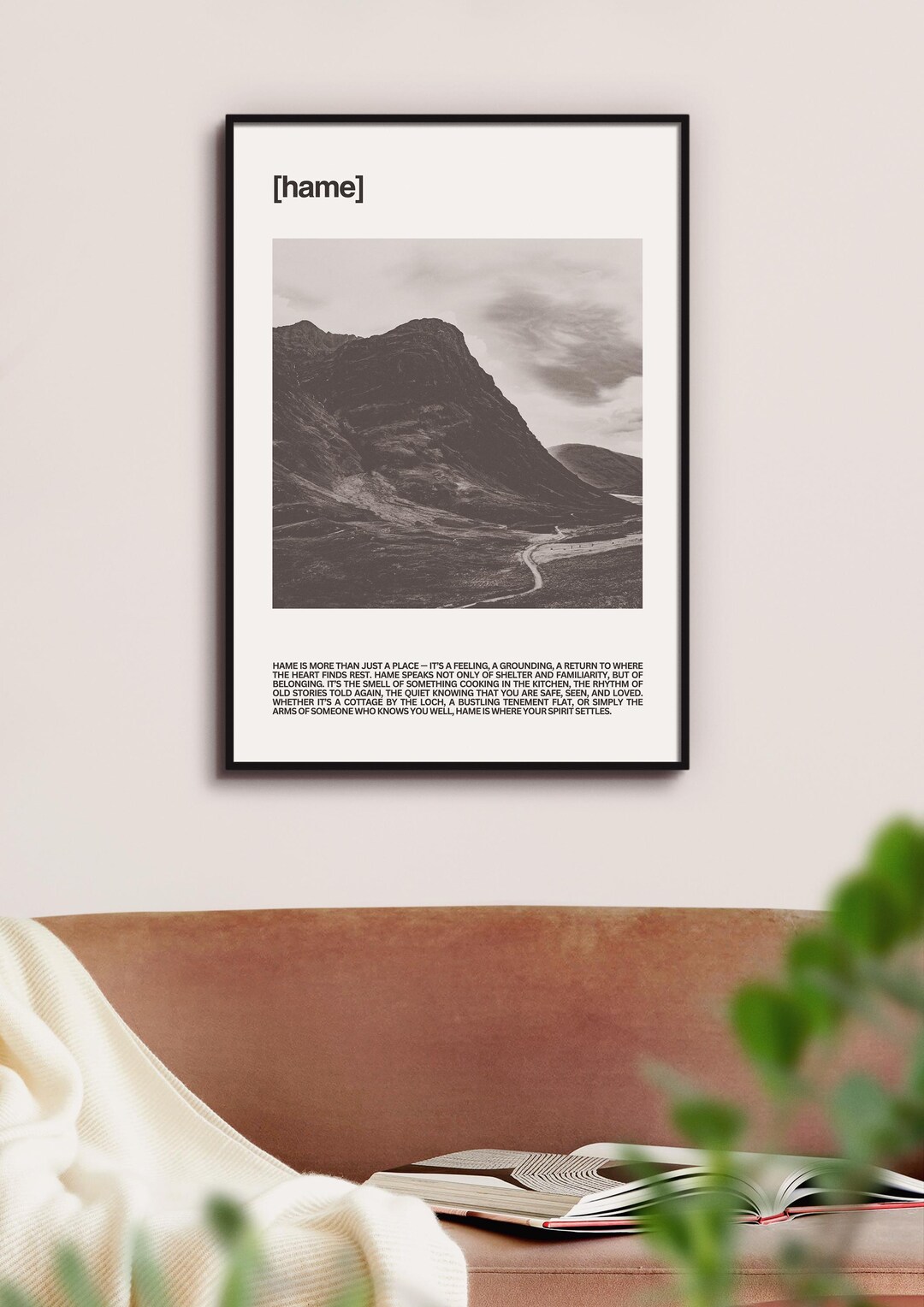 Hame Unframed Print | Scottish Word Art | Minimalist Typography Poster ...