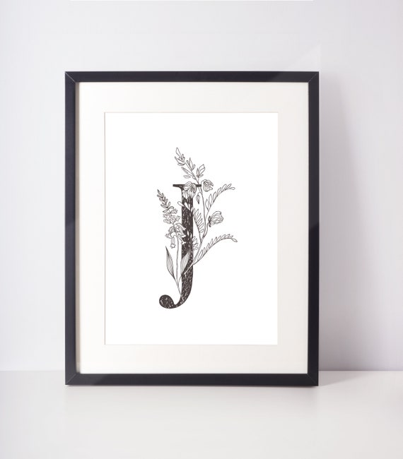 Letter J Initial Floral Flower Letter UNFRAMED PRINT - Etsy UK
