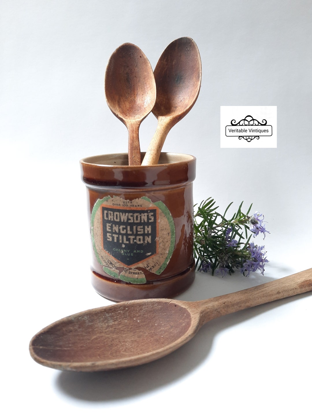 Old Stilton Pot, Utensils Holder, Original Label, Crowsons English ...