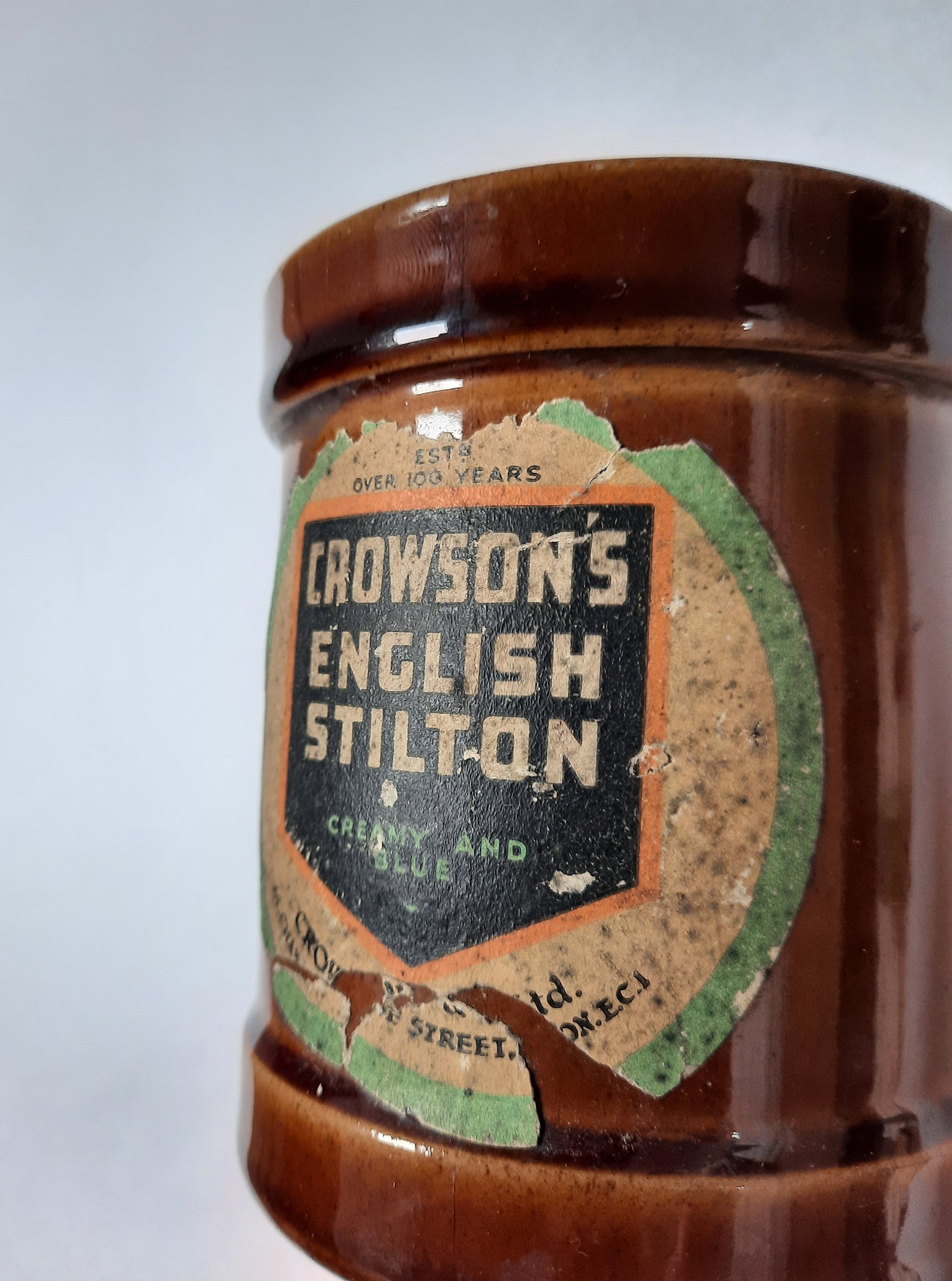 Old Stilton Pot Utensils Holder Original Label Crowsons - Etsy