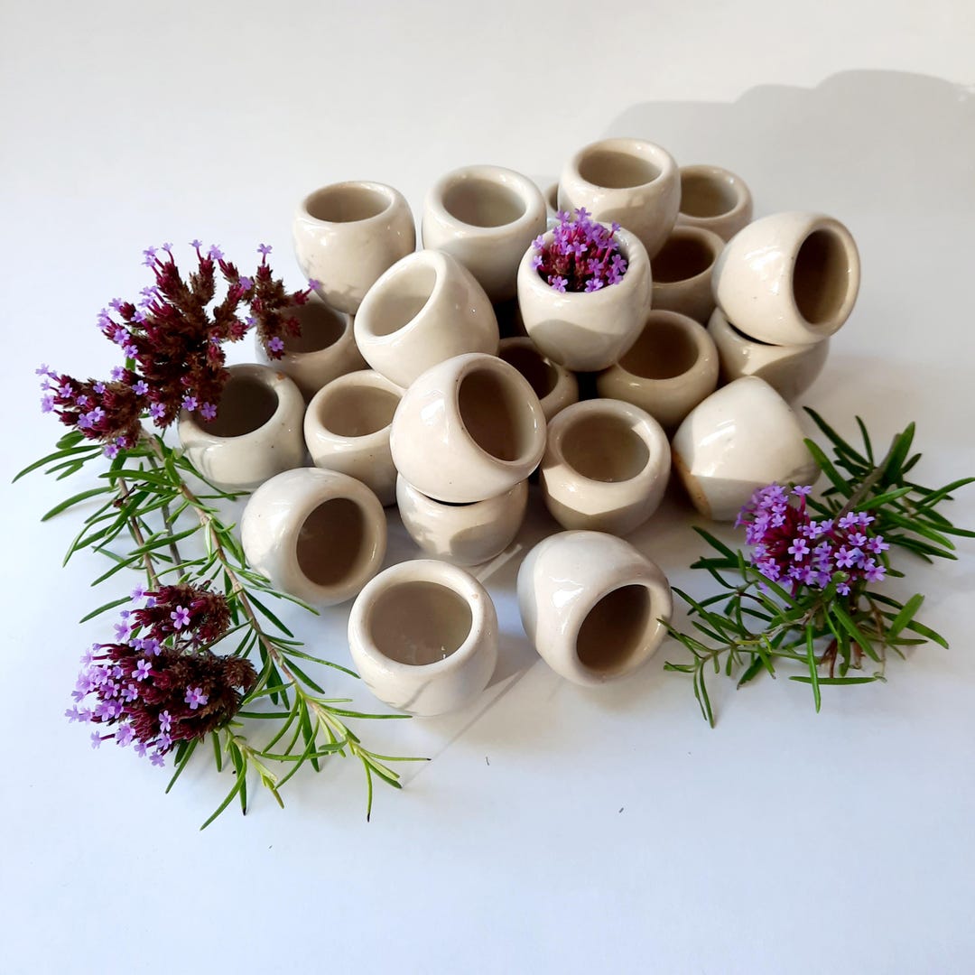 Set 6 Vintage French Snail Pots, Set of Handmade Stoneware, Individual ...
