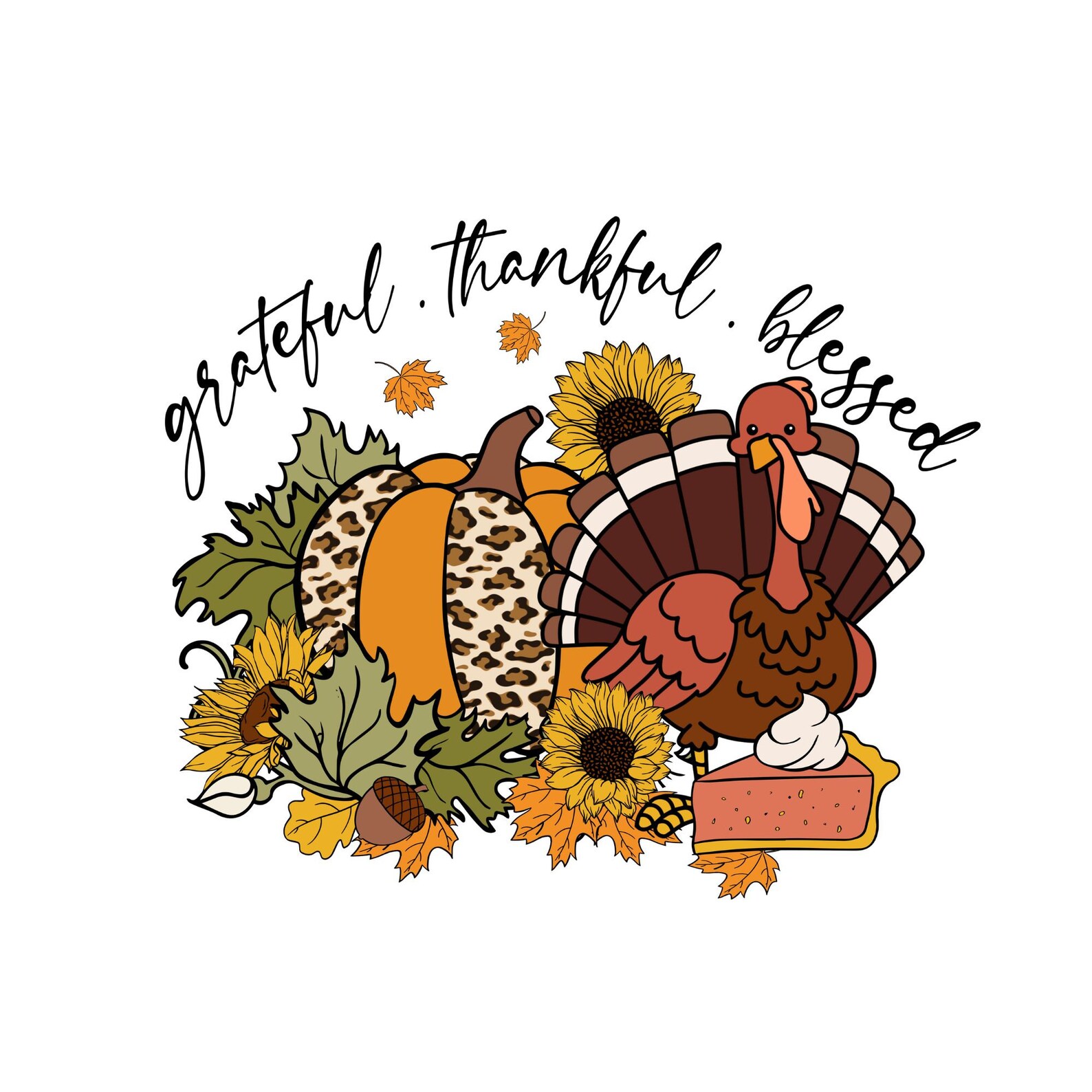 Thankful Grateful Blessed PNG- Fall Sublimation Design, Fall Png ...