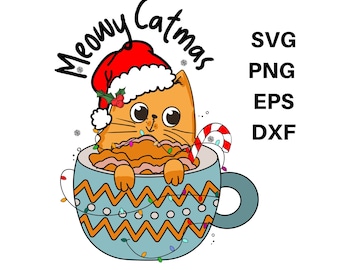 Meowy Christmas Cat PNG Digital Download - Etsy