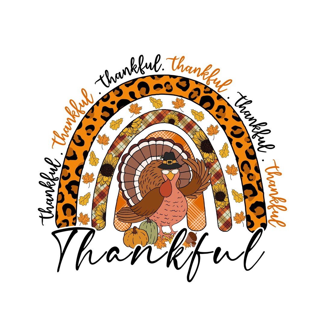 Rainbow Thankful Thanksgiving Turkey Png,thanksgiving PNG Design ...