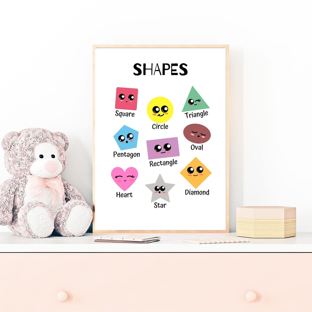 Shapes Educational Print, Colors Poster, Printable Wall Art, Rainbow ...