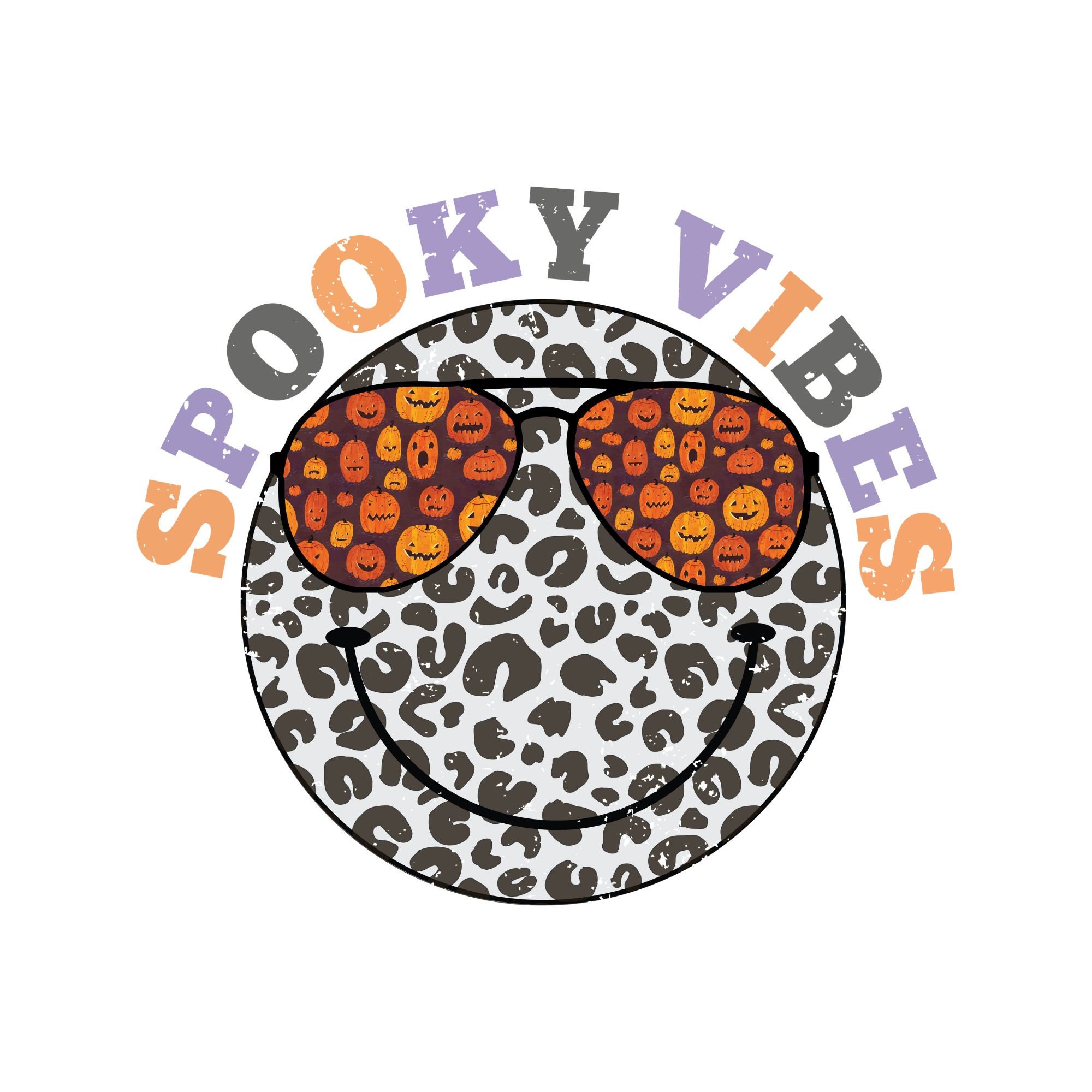 Spooky Vibes PNG Sublimation Design, Smiley Face, Halloween Sublimation ...