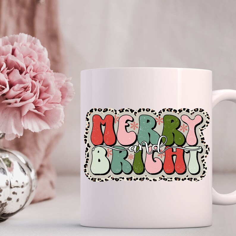 Merry and Bright Hand Drawn Sublimation Design,png File,digital ...