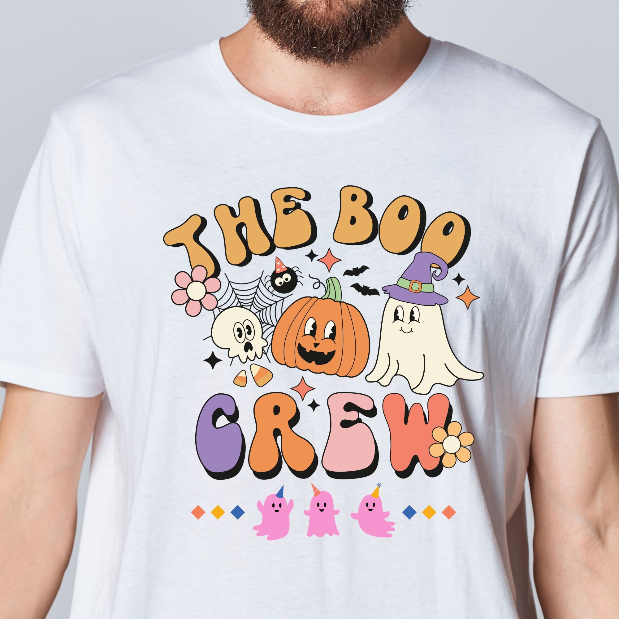 Cute Ghost Png, the Boo Crew Png, Retro Halloween Png, Halloween ...