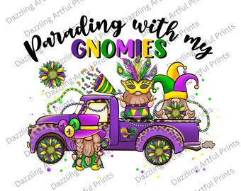 Parading With My Gnomies Png, Sublimation Design,mardi Gras Png,gnome ...