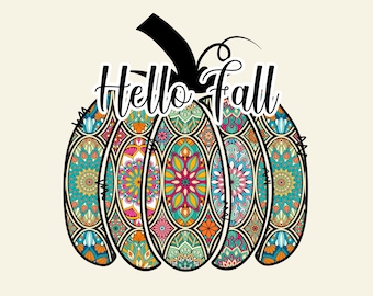 Pumpkin Png, Hello Fall Pumpkin Boho Sublimation Design Download, Fall ...