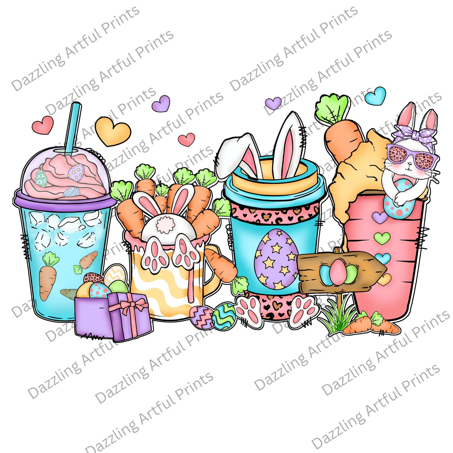 Easter Coffee Cups Png Sublimation Design, Easter Png, Coffee Cups Png ...