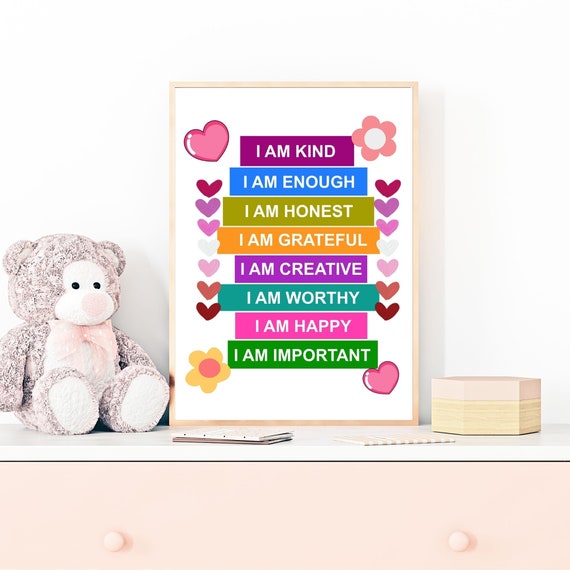 Kids Positive Affirmations Homeschool Art Printable Nursery - Etsy