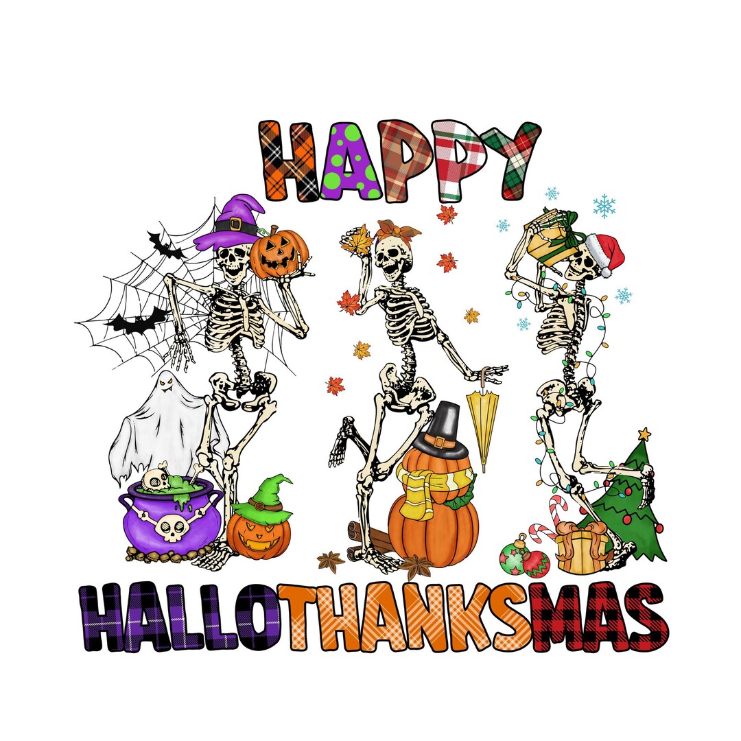 Happy Hallothanksmas Skeletons Png,skeletons Clipart,fall PNG ...