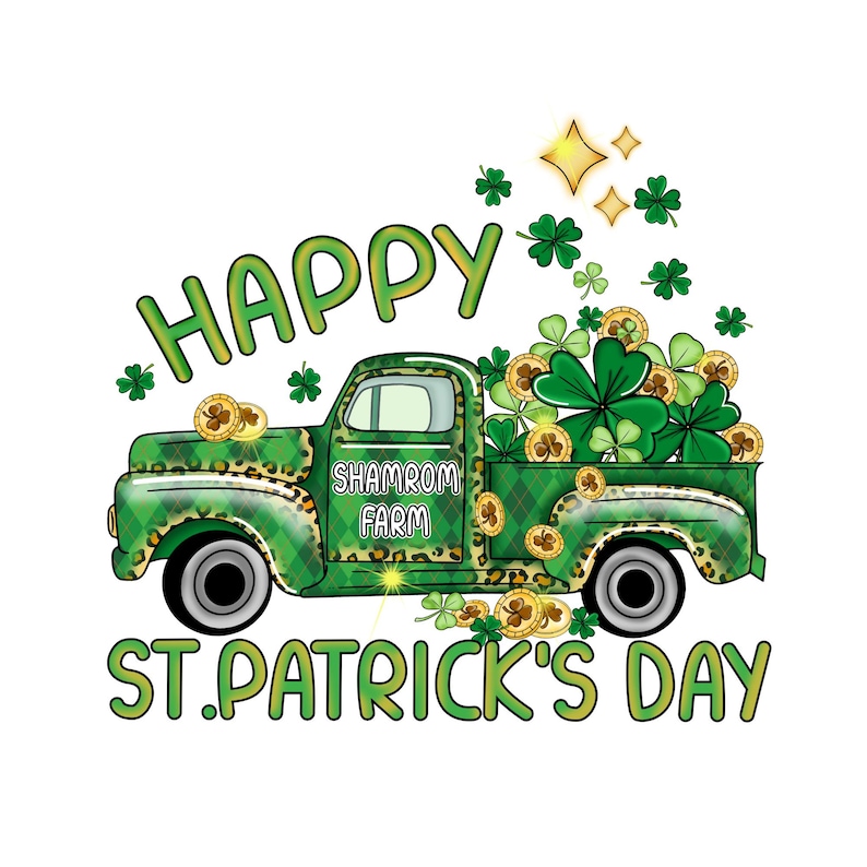 Happy St. Patrick's Day Shamrock Farm Truck Png, Saint Patricks Png, St ...