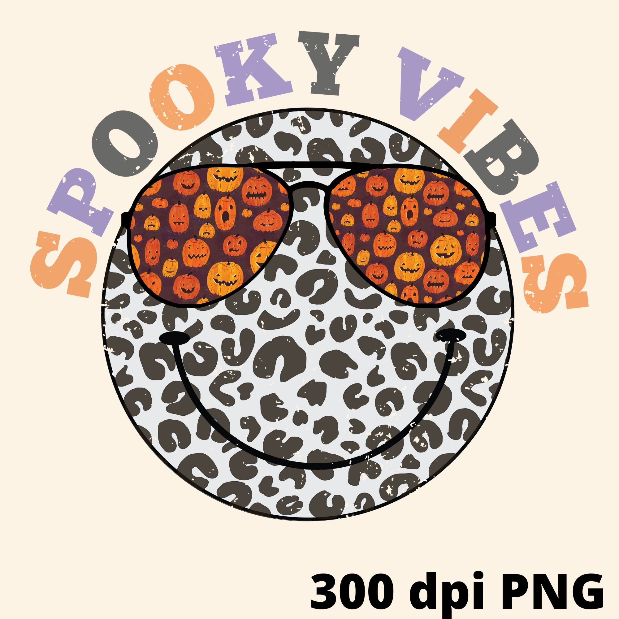 Spooky Vibes PNG Sublimation Design, Smiley Face, Halloween Sublimation ...