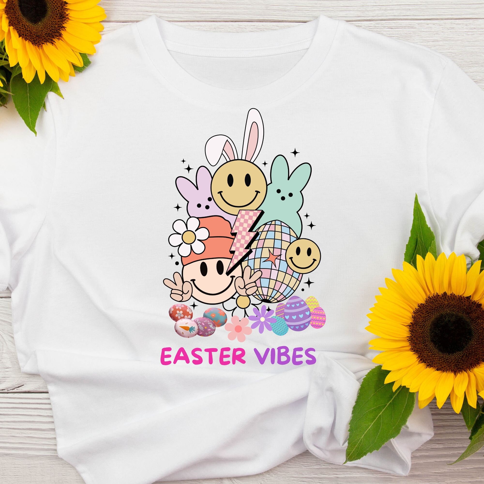 Retro Easter Png, Easter Bunny Smiley Face Png, Easter Sublimation ...