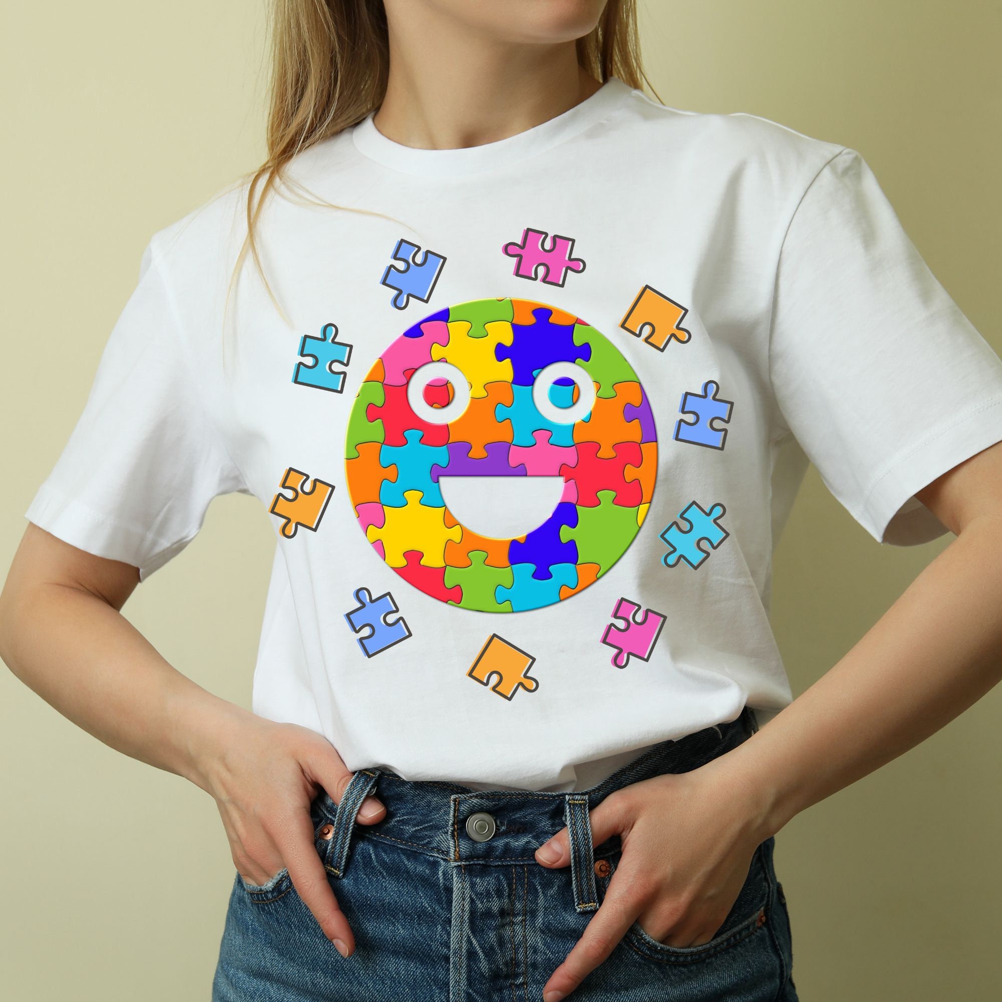 Emoji Face Jigsaw Autism Puzzle Png I Autism Sublimation PNG Design ...