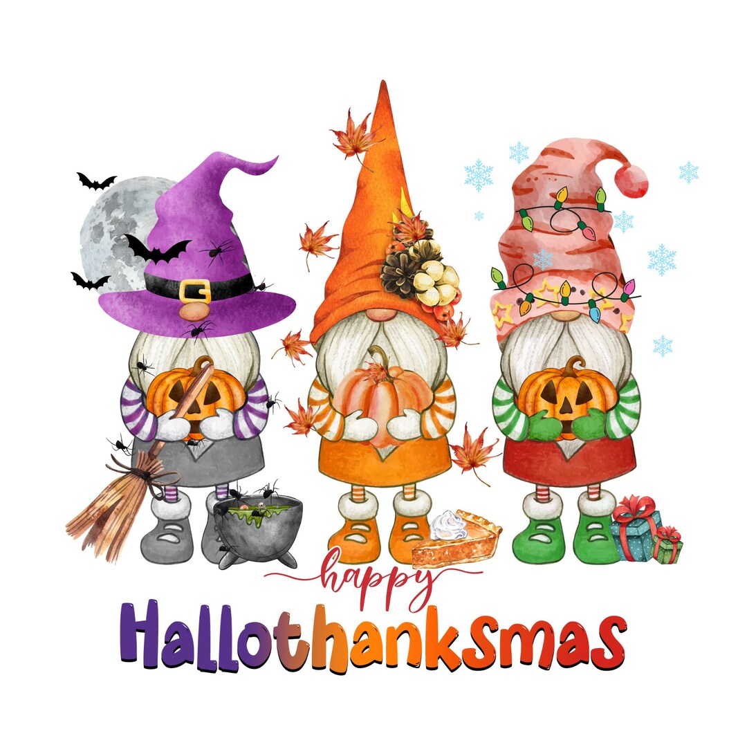 Happy Hallothanksmas PNG, Gnome Clipart, Fall PNG, Halloween Png ...