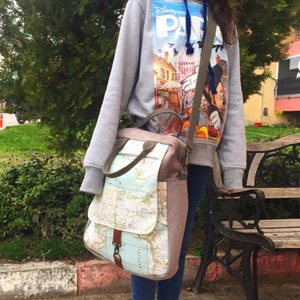 World Map Pattern Back pack modern design handbag and | Etsy