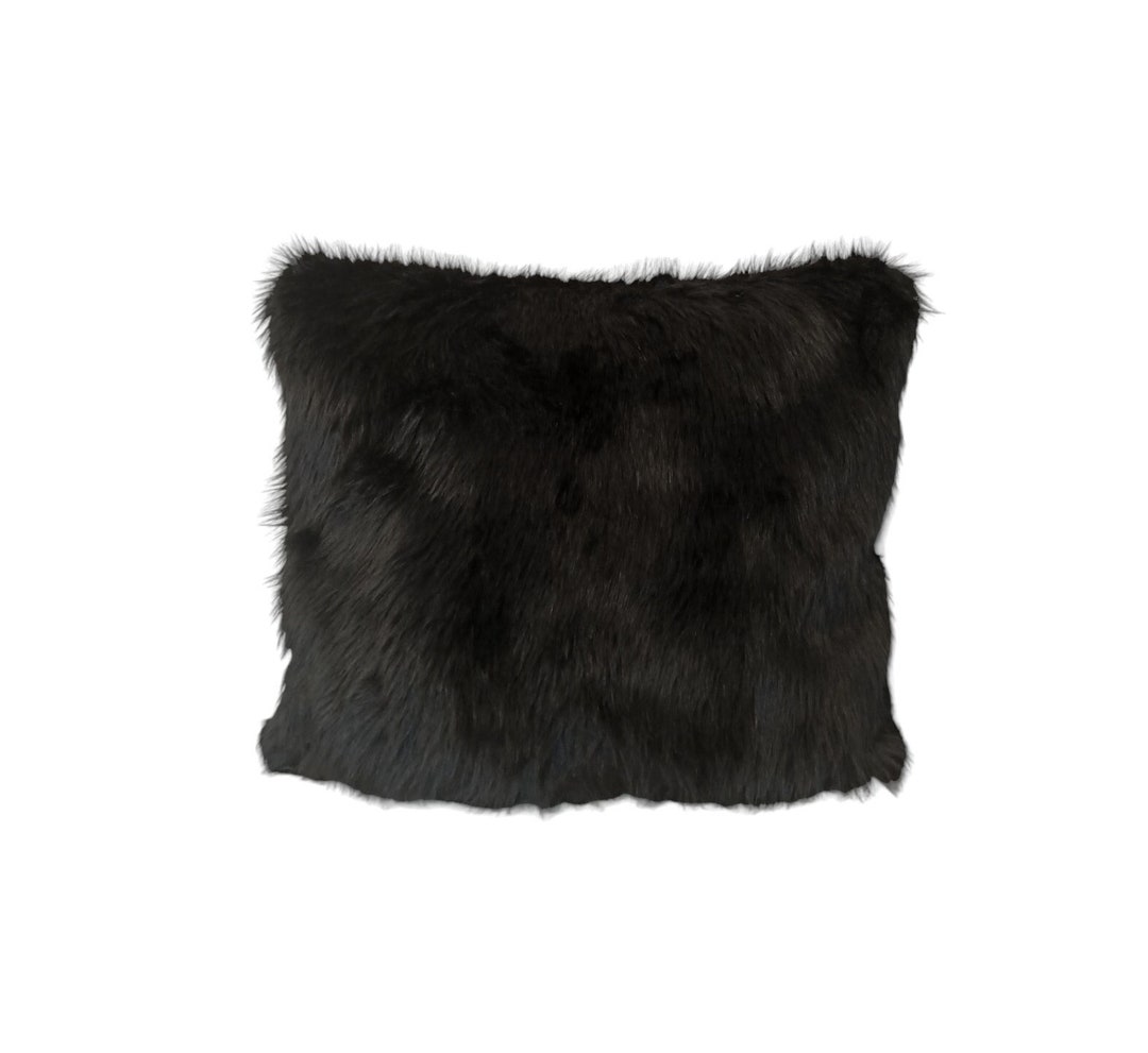 Black Faux Fur Pillow Cover, Luxury Home Decor, Double Sided , Custom ...