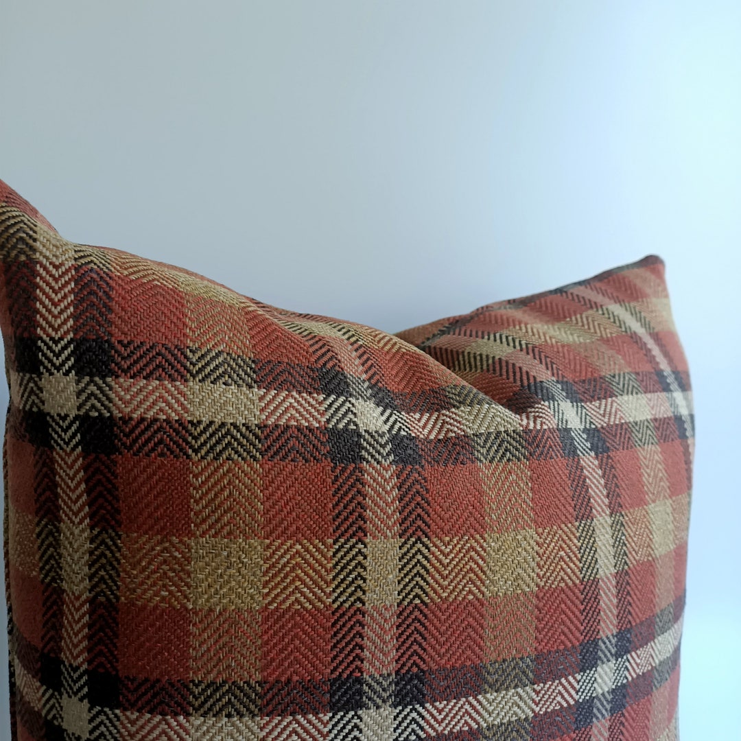 Terracotta Plaid Pillow Cover,decorative Throw Pillow Case, Camel Plaid ...
