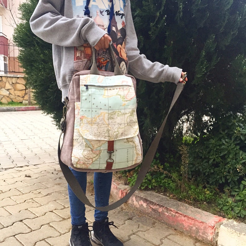 World Map Pattern Back pack modern design handbag and | Etsy