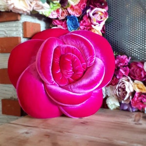 Red Velvet flower pillow Throw velvet fabric Pillow | Etsy