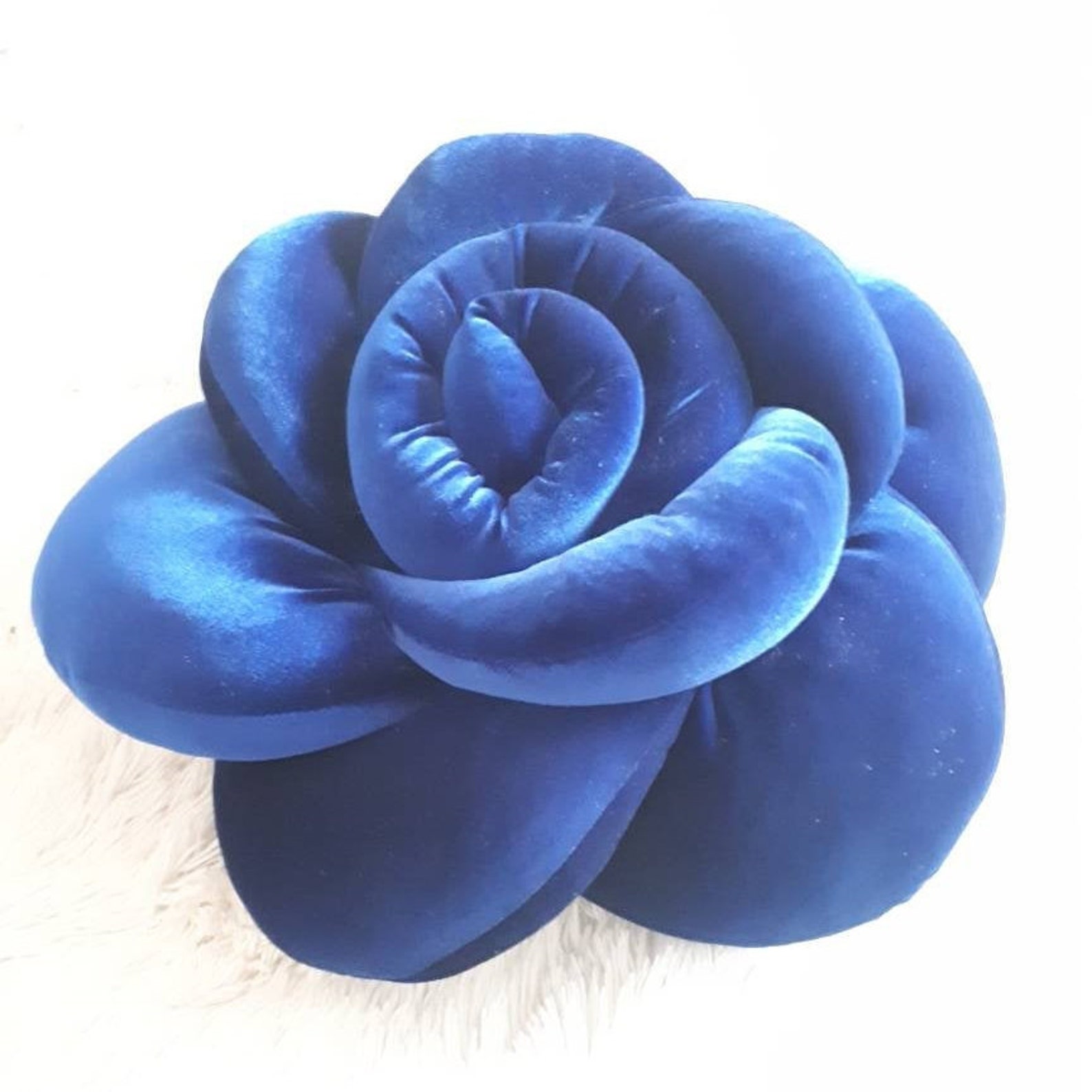 Royal Blue Velvet Flower Pillow Throw Velvet Fabric Pillow - Etsy