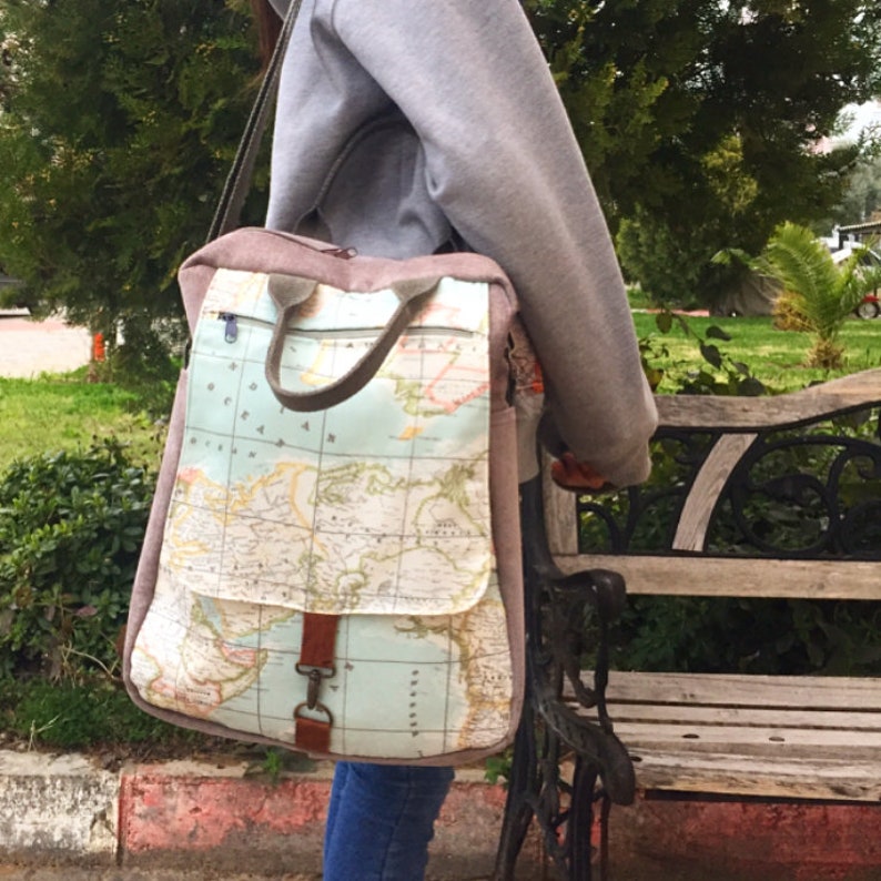 World Map Pattern Back pack modern design handbag and | Etsy