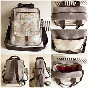 World Map Pattern Back pack modern design handbag and | Etsy