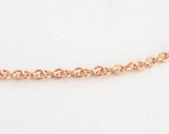 1.50mm Hollow Rolo Chain Necklace Real 14K Rose Gold - Etsy
