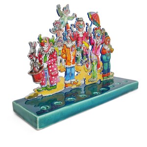 Modern Colorful Clowns Design Aluminum Hanukkah Menorah / Unique ...