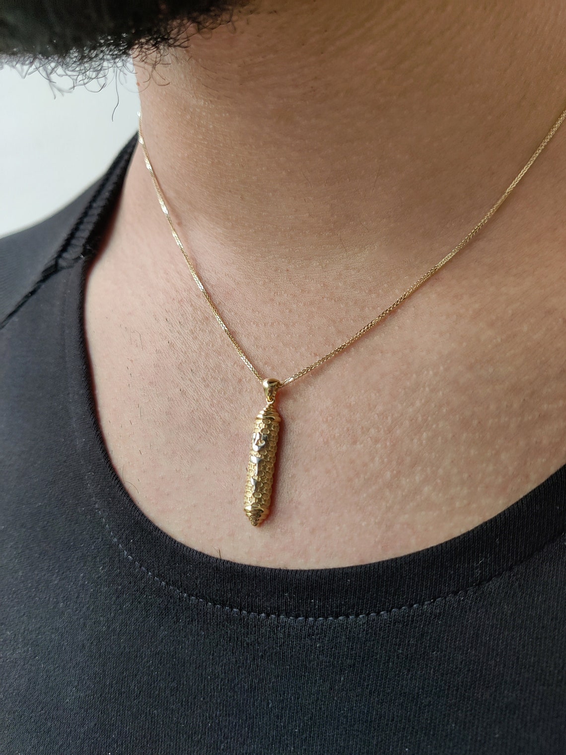 Elegant 14k Gold Mezuzah Pendant, Jewish TORAH Necklace, Gold Mezuzah ...